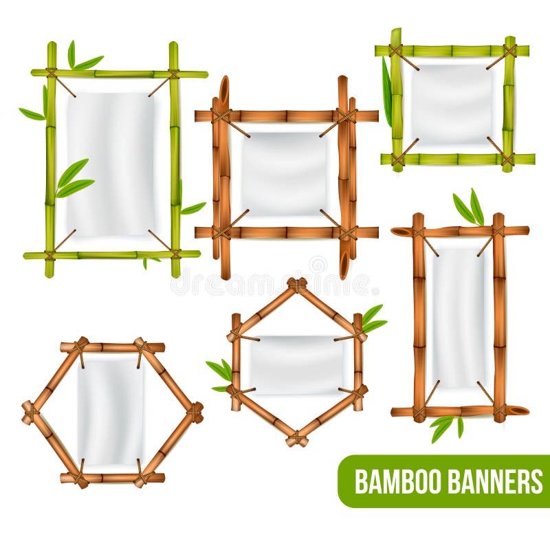 Bamboo Frames Banners Set stock vector. Illustration of botanical ...