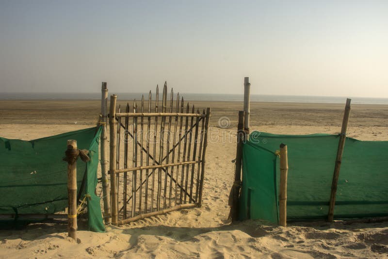 A Bamboo Gate of a Beach Resort To Go To the Beach Stock Photo - Image ...