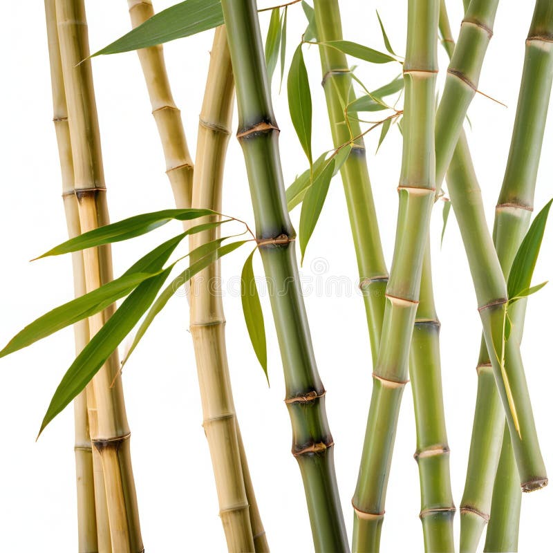 Bamboo Green Sticks with Leaves Isolated on Transparent Background ...