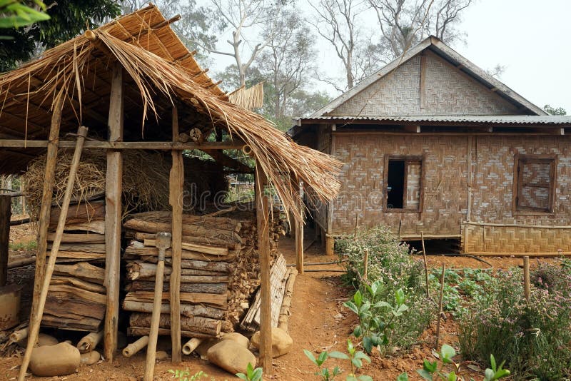 Bamboo house stock image. Image of burmese, wall, building - 90946471