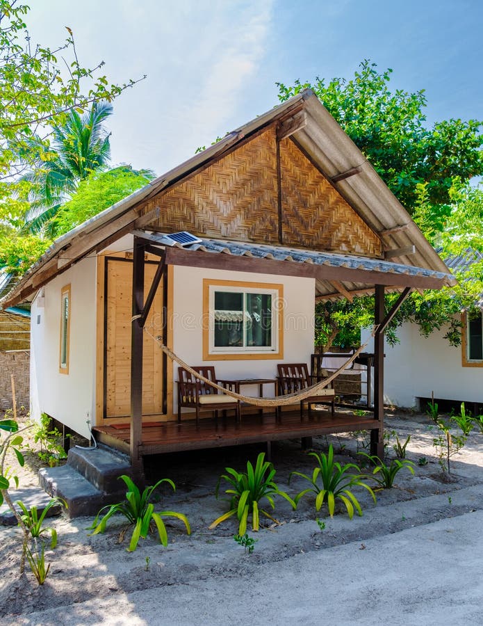 Bamboo Hut Bungalows on the Beach in Thailand Stock Image - Image of ...