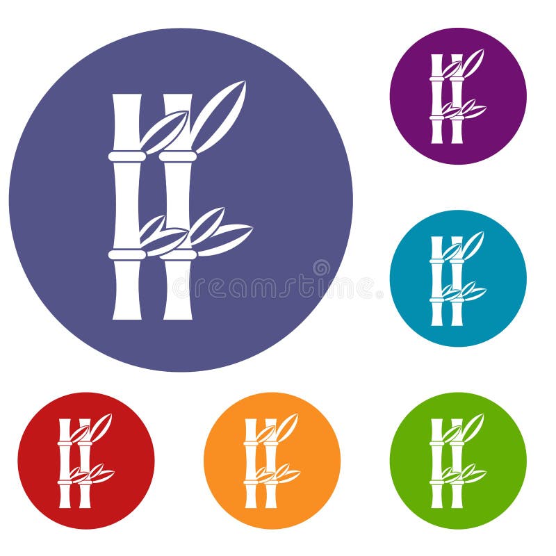 Bamboo icons set stock vector. Illustration of blue, circle - 95682491