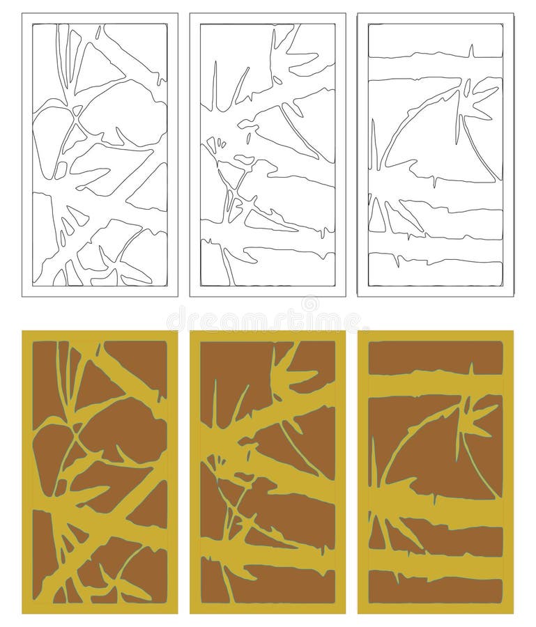 Bamboo-Inspired Abstract Panel Design 3 Pcs Set Stock Illustration ...