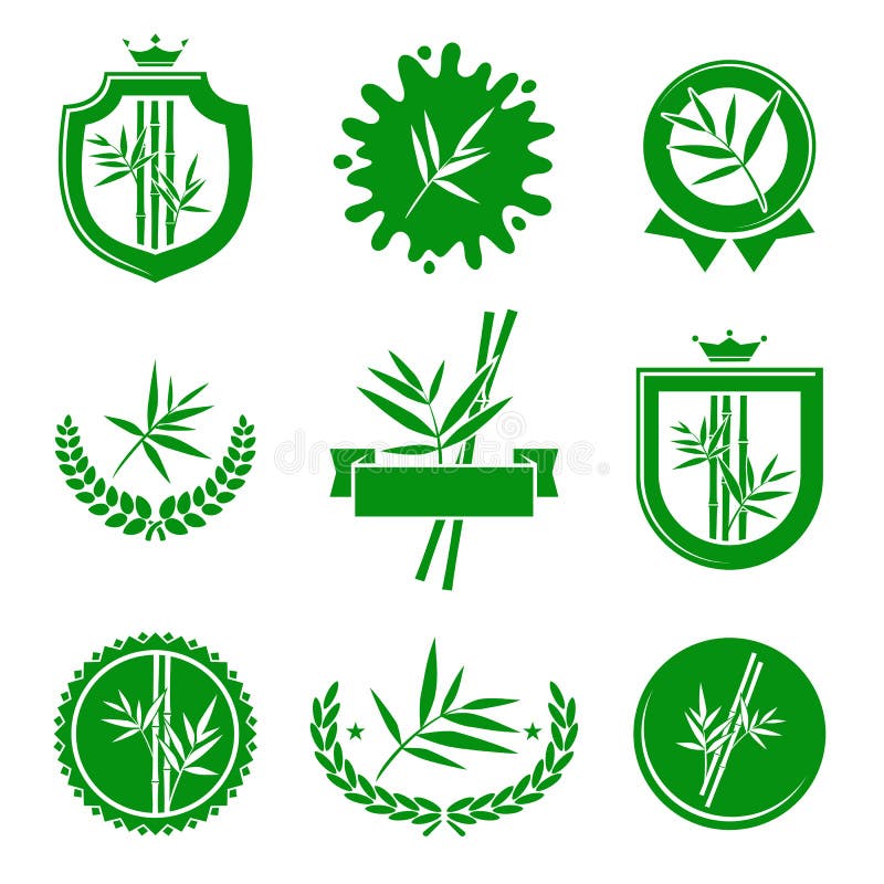Bamboo Labels and Elements Set. Vector Stock Vector - Illustration of ...