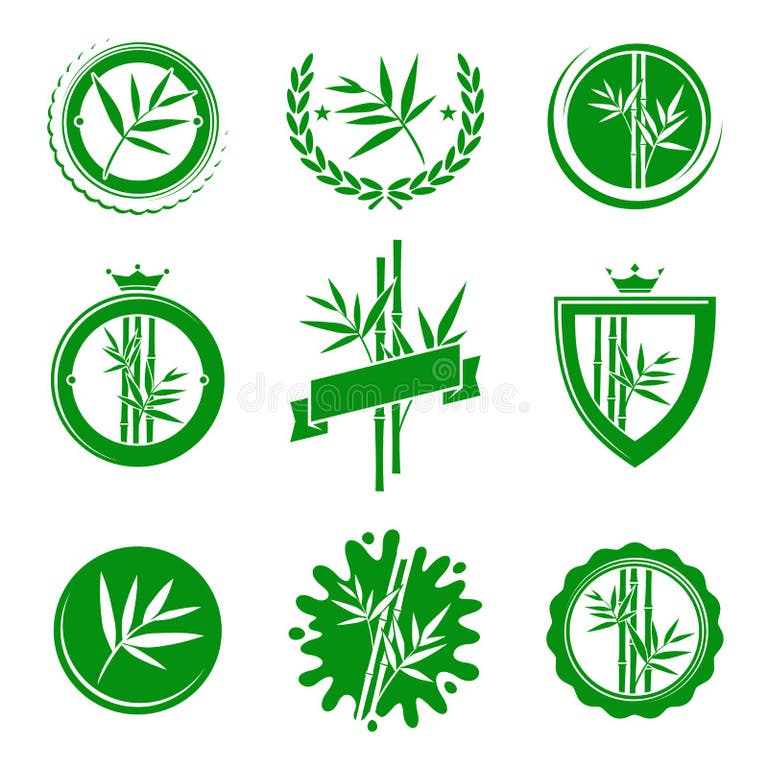 Bamboo Labels and Elements Set. Vector Stock Vector - Illustration of ...