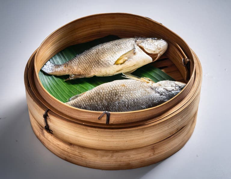 A Bamboo Leaf Steamer Filled with Freshly Cooked Fish Stock ...