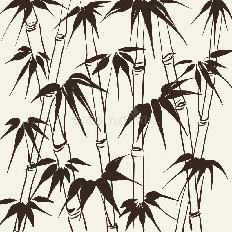 Bamboo with Leaves Pattern. Stock Vector - Illustration of growth ...