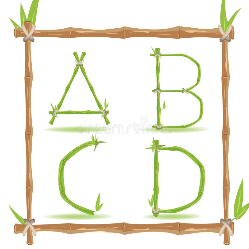 Bamboo Letter Alphabet Green Set a Vector Stock Illustration ...