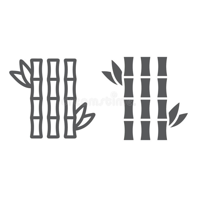 Bamboo Line Art Logo, Icon and Symbol, with Emblem Vector Illustration ...