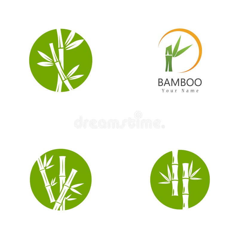 Bamboo Logo with Green Leaf Vector Icon Template Stock Vector ...