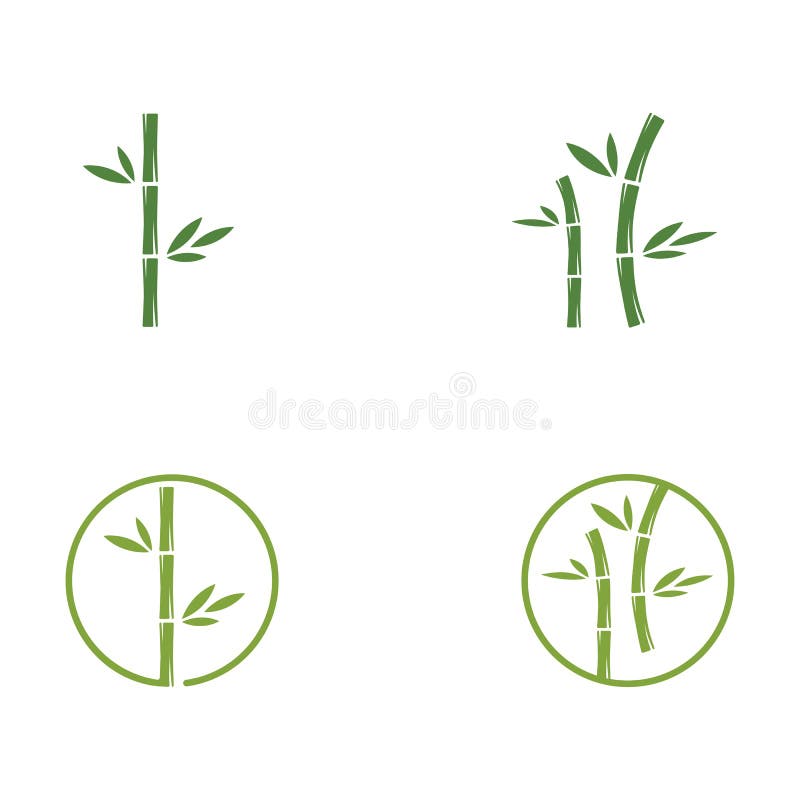 Bamboo Logo with Green Leaves Vector Illustration Template Stock Vector ...
