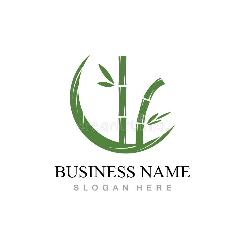 Bamboo Logo with Green Leaves Vector Illustration Template Stock Vector ...