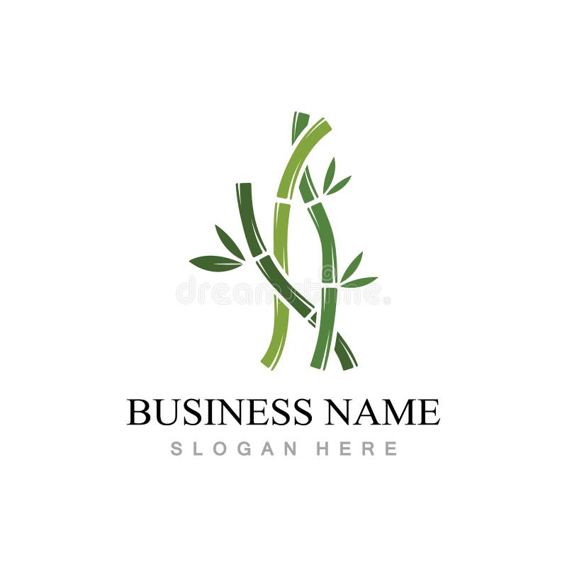 Bamboo Logo with Green Leaves Vector Illustration Template Stock Vector ...