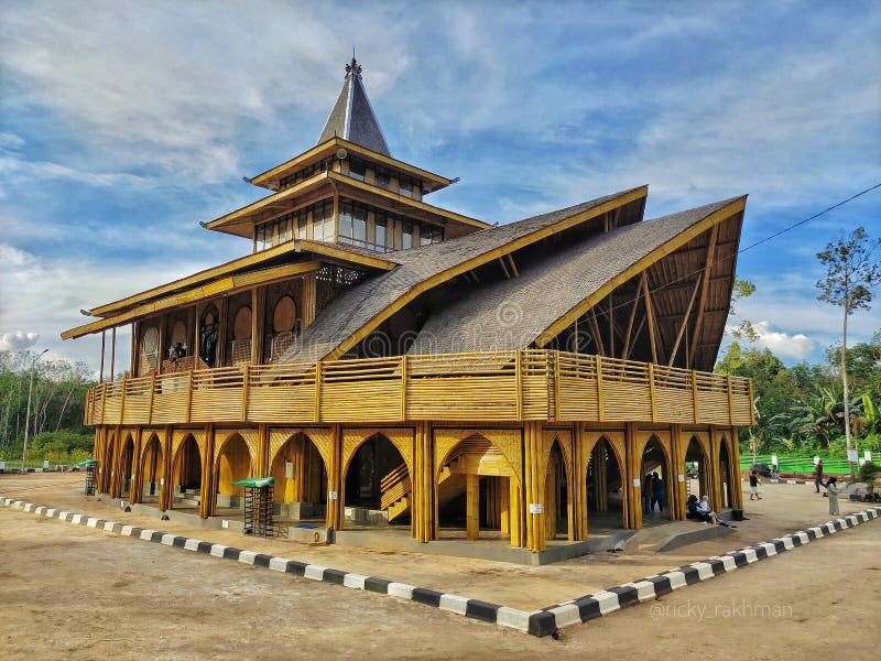 Bamboo Mosque Blue Sky Clouds Background Stock Photos - Free & Royalty ...