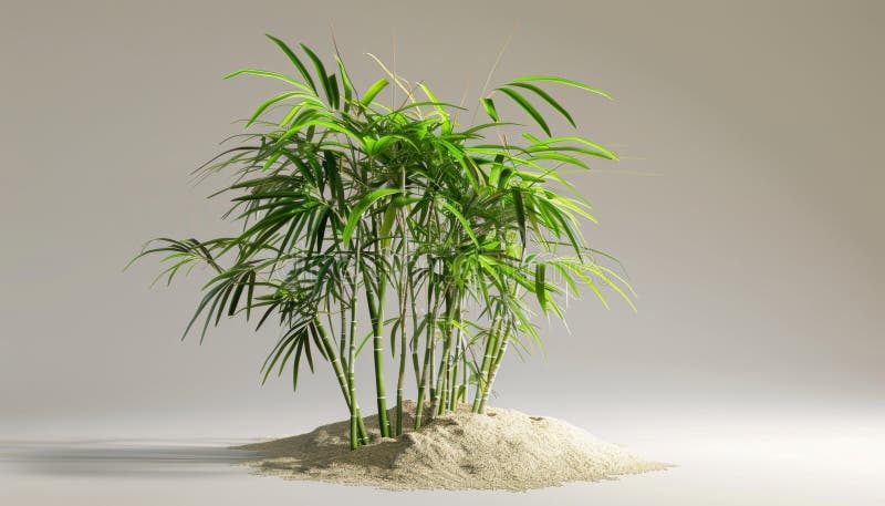 Bamboo Plant Cluster on Sandy Soil in a Simplistic Setting Stock Image ...
