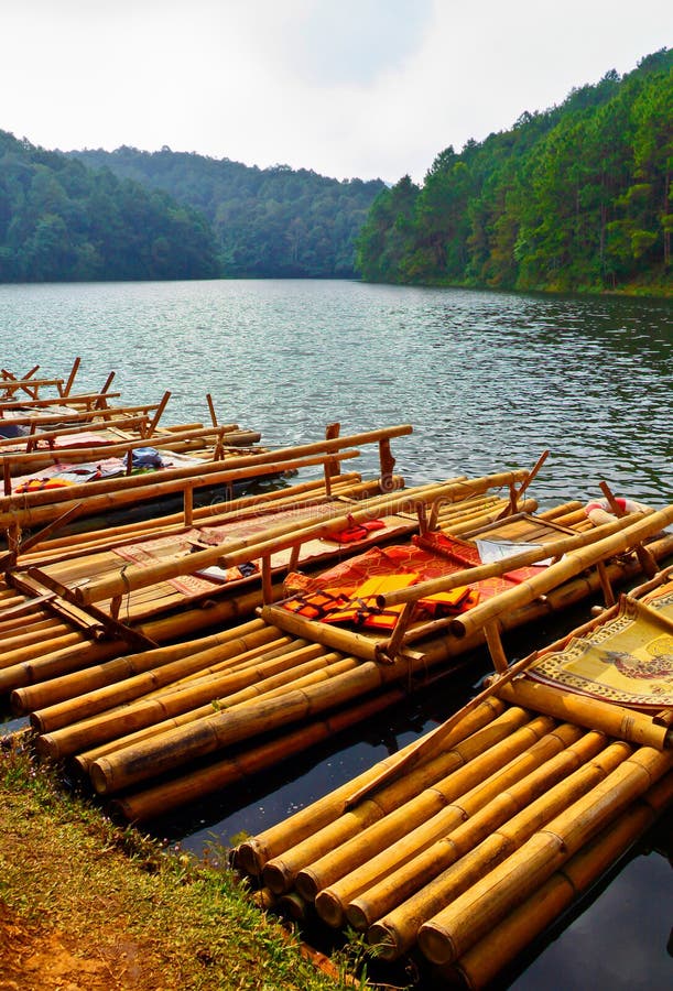 Bamboo raft stock image. Image of pare, hills, beauty - 20893545