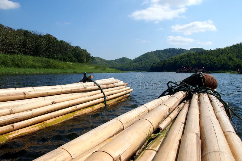Bamboo raft stock photo. Image of thailand, raft, lake - 53257744