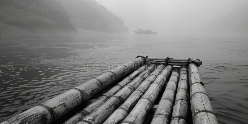 Bamboo Raft on River stock photo. Image of calm, vacation - 375127538