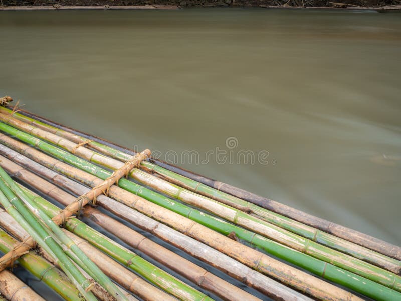 Bamboo Raft on the Stream Where the Water Flows Stock Image - Image of ...