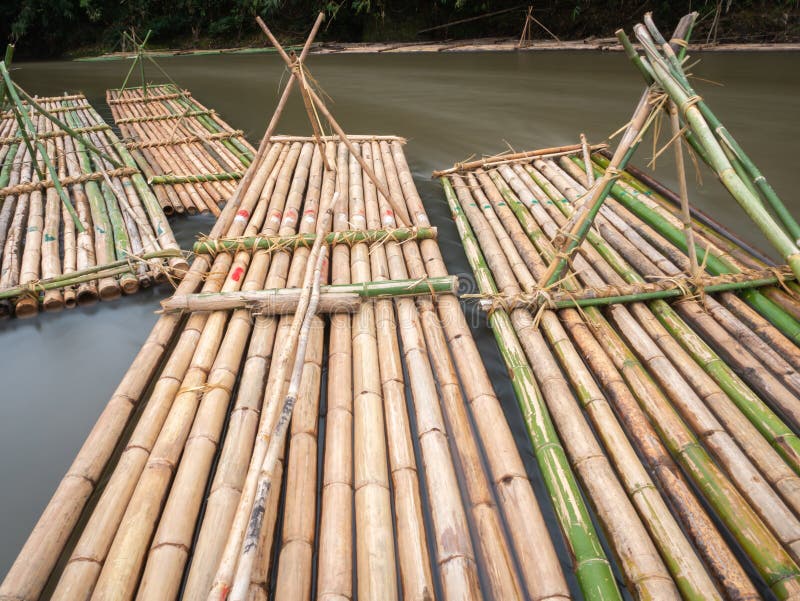 Bamboo Raft on the Stream Where the Water Flows Stock Image - Image of ...