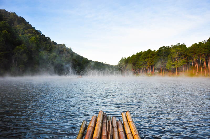 Bamboo raft stock image. Image of raft, natural, morning - 47758991
