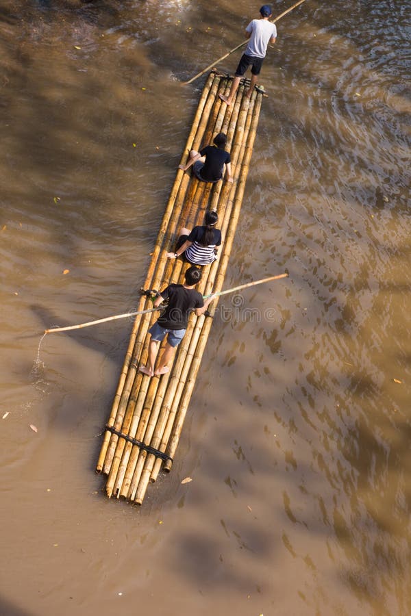 Bamboo rafting adventure editorial photo. Image of adventure - 89682846