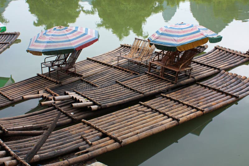 Bamboo rafts, China stock image. Image of parked, colorful - 15864241