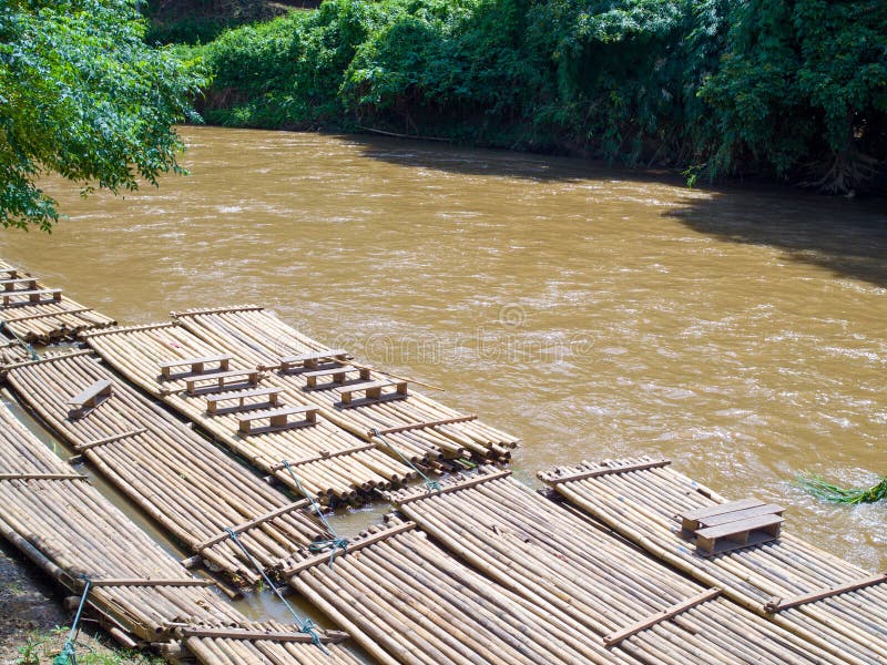 Bamboo Rafts Prepared and Ready for a Tourists Stock Photo - Image of ...