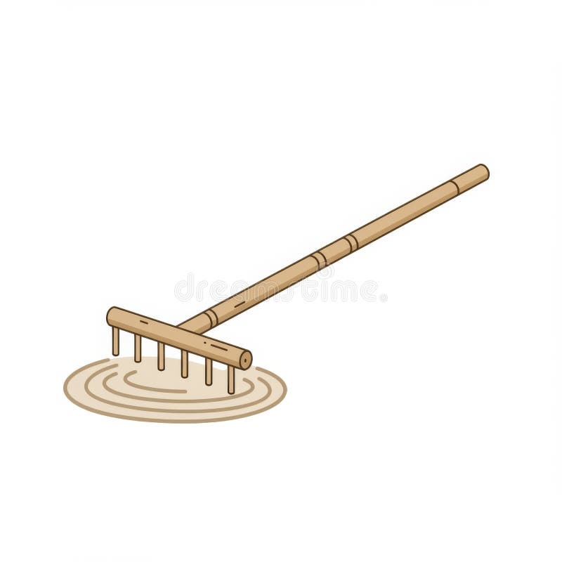 Bamboo Rake in Sand Zen Garden Illustration Stock Illustration ...