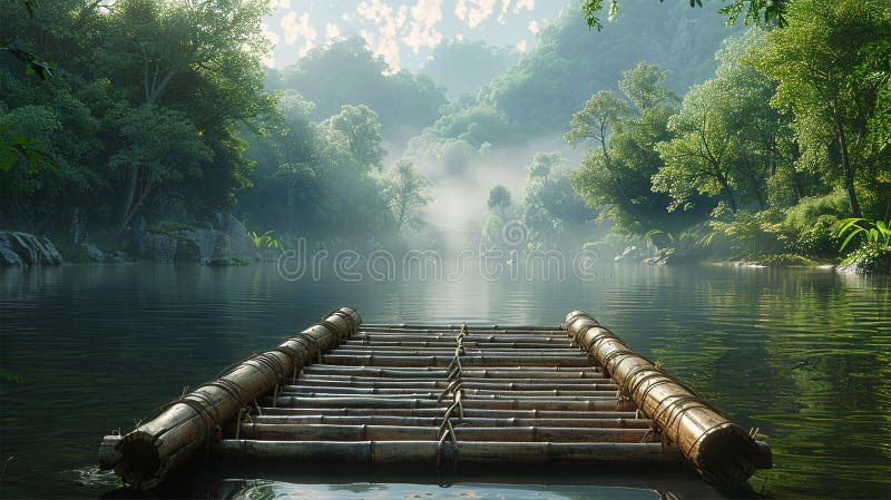 Bamboo River Rafting a Relaxing Scenic Tour Stock Illustration ...