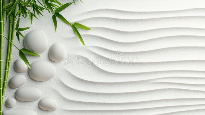 A Bamboo and Rocks are Placed on a White Background, AI Stock Photo ...