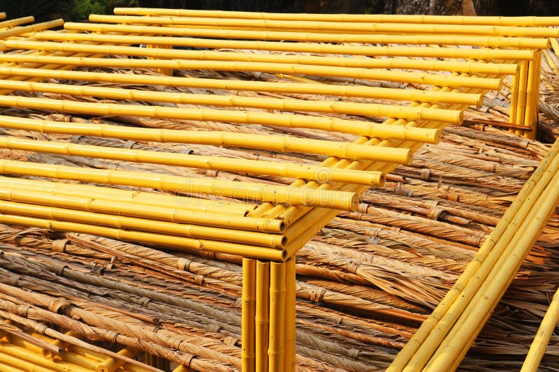 Bamboo Roofing Structure Joints Techniques. Stock Photo - Image of ...