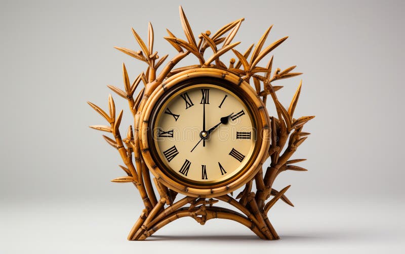 Bamboo Room Clock on a Clear Background -Generative Ai Stock ...