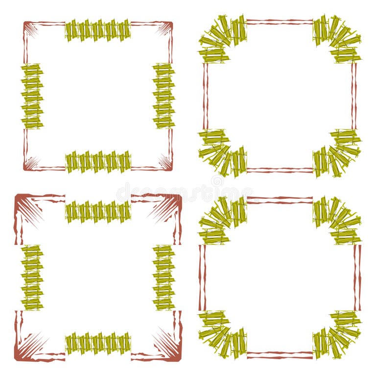 Bamboo Rustic Frames. Ethnic Ornament Borders. Square Natural Shapes ...
