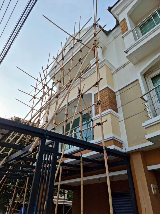 Bamboo Scaffolding for Construction Stock Image - Image of wallpaper ...