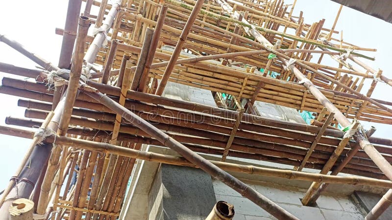 Bamboo Scaffolding Construction Used for Construction Stock Video ...