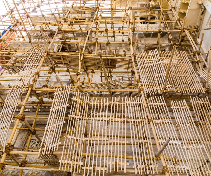 Bamboo Scaffolding in India Stock Photo - Image of asia, architectural ...