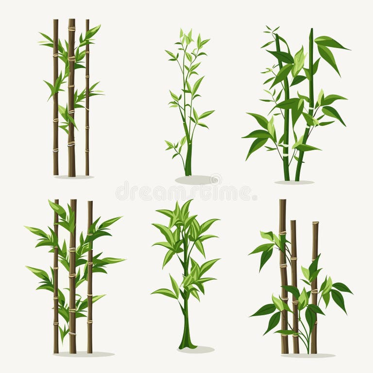 Bamboo Set Vector Flat Minimalistic Isolated Illustration Stock Vector ...