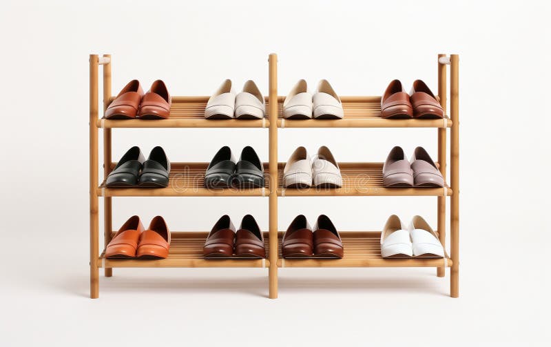 Bamboo Shoe Rack Isolated on a Transparent Canvas -Generative Ai Stock ...