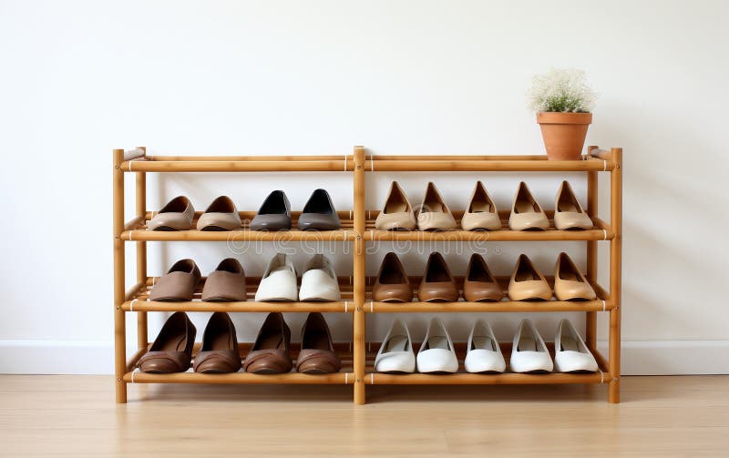 Bamboo Shoe Rack on a Transparent Setting -Generative Ai Stock ...