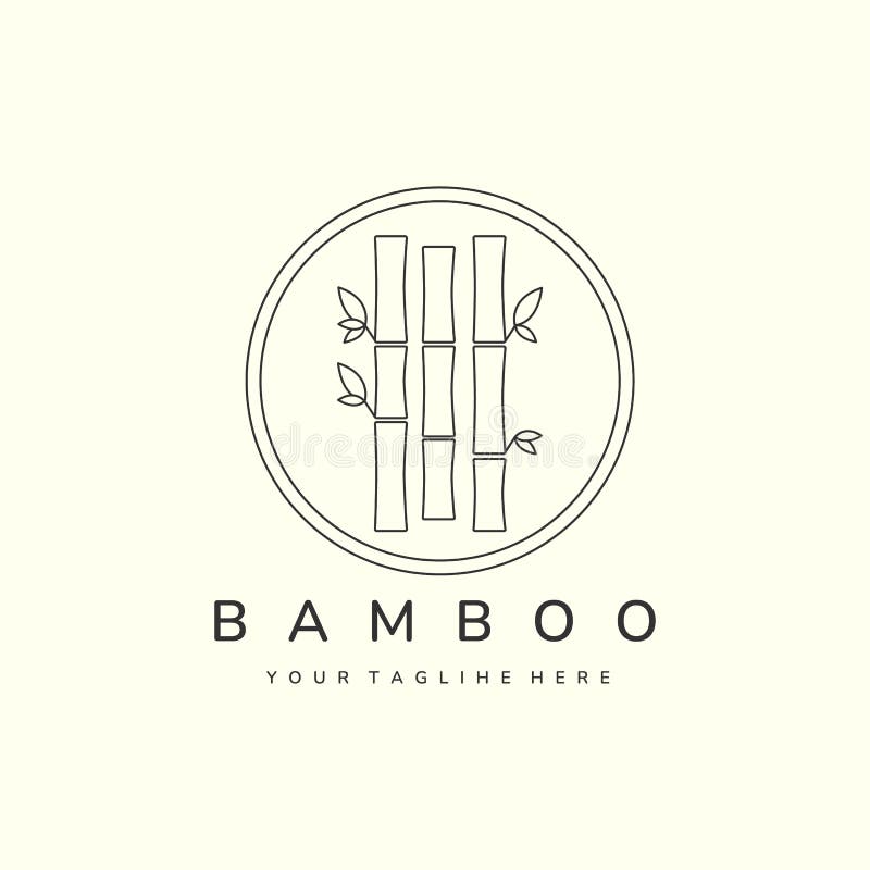 Bamboo Simple Line Art Logo Emblem Template Vector Design Stock ...