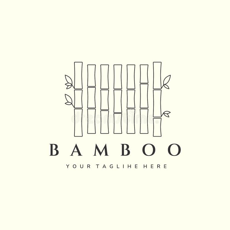 Bamboo Simple Line Art Logo Emblem Template Vector Design Stock ...