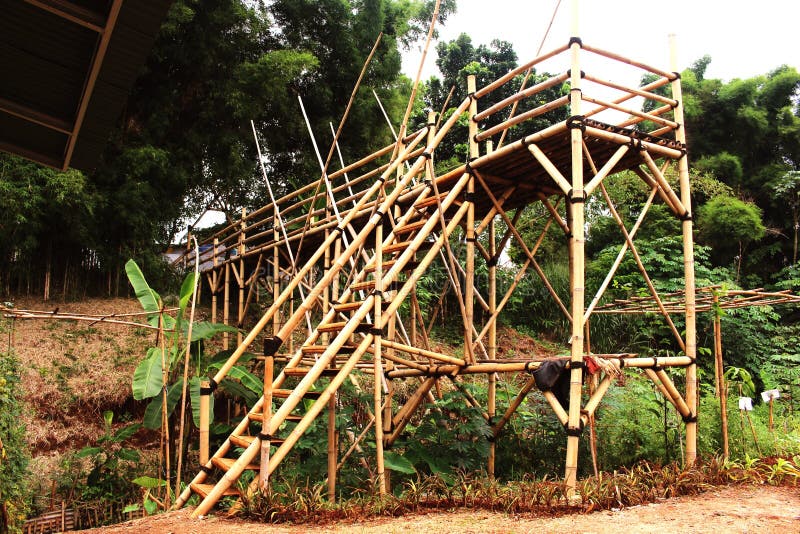Bamboo stage construction stock image. Image of construction - 205866975