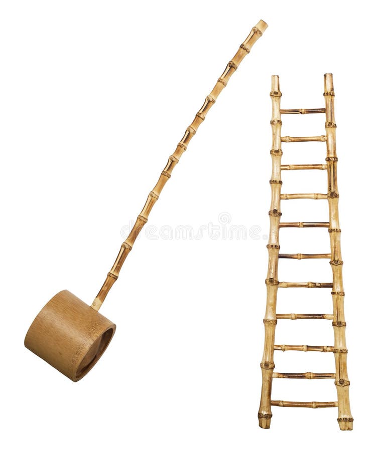 Bamboo stairs and ladle stock image. Image of handicraft - 29047955