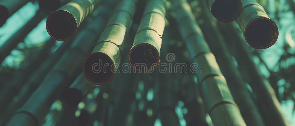 Bamboo Stalks Showcasing Smooth Surfaces and Segmented Structures in a ...