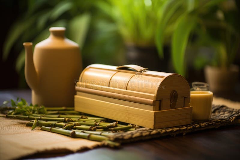 A Bamboo Steam Box for Traditional Therapy Stock Image - Image of ...