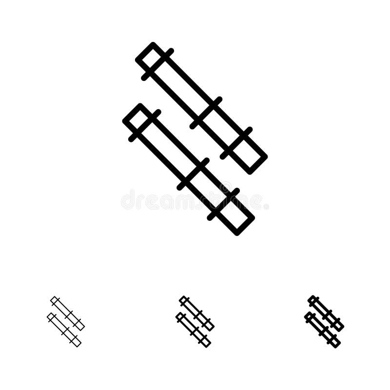 Bamboo, Stick Bold and Thin Black Line Icon Set Stock Vector ...