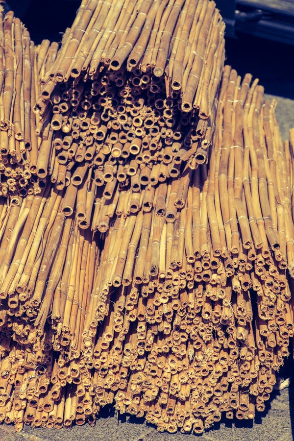 Bamboo sticks in stacks stock image. Image of asia, decoration - 131275695