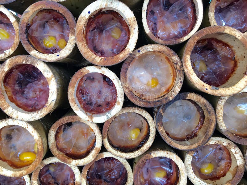Bamboo Sticky Rice with Topping. Stock Photo - Image of rice, bamboo ...