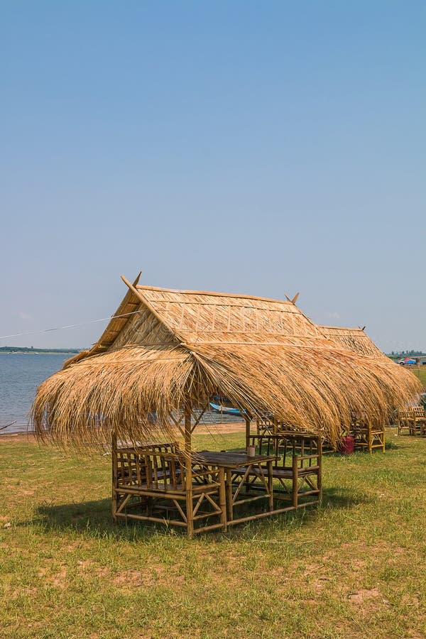Bamboo straw roof hut stock image. Image of countryside - 93522157